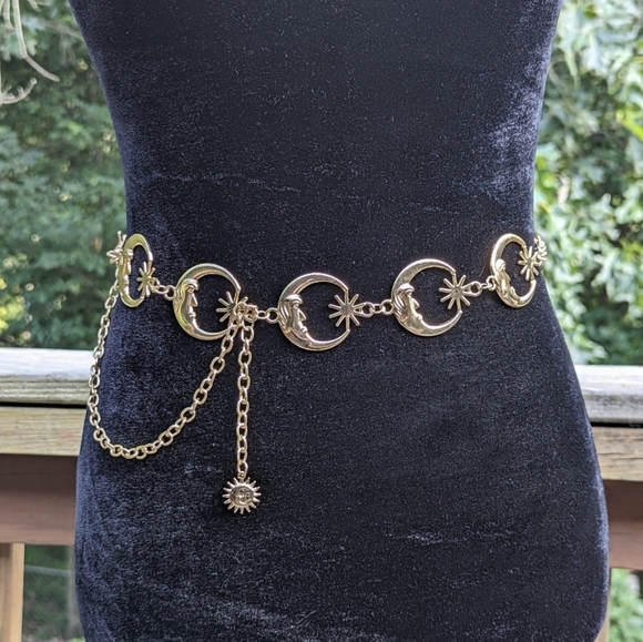 Accessories | Gold Celestial Sun And Moon Waist Chain Belt | Poshmark